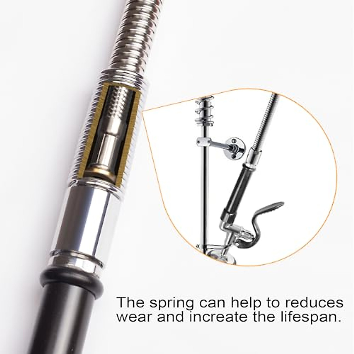 MSTJRY Commercial Faucet with Sprayer Commercial Wall Mount Faucet Commercial Sink Faucet Restaurant Faucet Pre Rinse Faucet with 25 Inch Height, 12 Inch Spout, US Standard