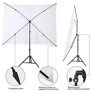 GSKAIWEN 5x6.5ft White Backdrop with Stand,Wrinkle-Resistant Collapsible Background Chromakey White Screen for Photo Studio Video Shooting, Portrait Headshot Photography