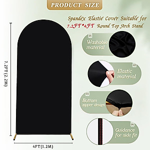 Spandex Fitted Arch Backdrop Cover Chiara Arch Cover Backdrop Fabric,2-Sided Wedding Arch Cover for Wedding Ceremony Birthday Party Baby Shower Banquet Decoration(Black, 4 x 7.2 ft)