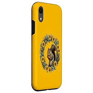 iPhone XR Gray Squirrel With Yellow Flower Wreath Kentucky State Art Case