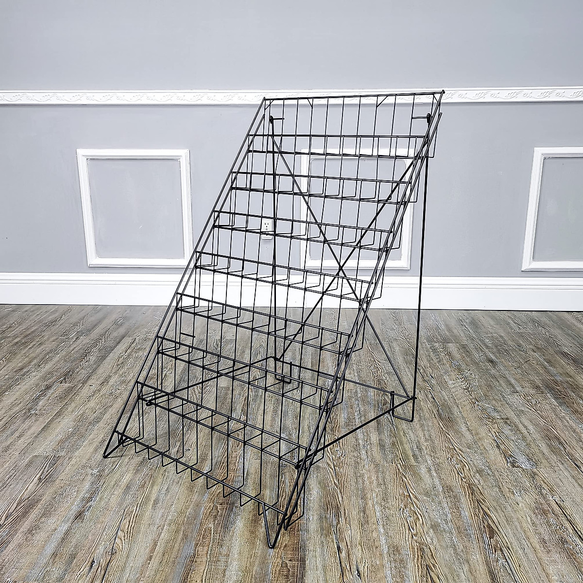 FixtureDisplays® 8-Tier Literature Holder Greeting Card Floor Stand Displays Book DVD Brochure Travel Collapsable Wire Metal Rack 1483new-NF