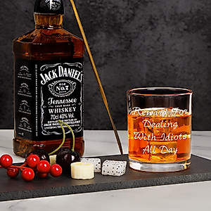 Futtumy Reward For Dealing With Idiots All Day Whiskey Glass, Funny Gifts for Men Coworker Friend Husband Boss Him, Novelty Old Fashioned Glass for Christmas Fathers Day Bosses Day Birthday, 10 oz