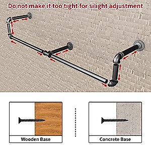 PNBO Wall Mounted Clothes Rack 59 in Length,Industrial Pipe Clothing Rack Wall Mounted Max Load 132Lb,Wall Mounted Garment Rack Space-Saving,Clothes Hanging Rod Bar Multi-Purpose Hanging