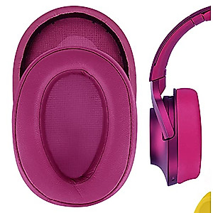 Geekria QuickFit Replacement Ear Pads for Sony MDR-100A MDR-100AAP MDR-H600A Headphones Earpads, Headset Ear Cushion Repair Parts (Bordeaux Red)