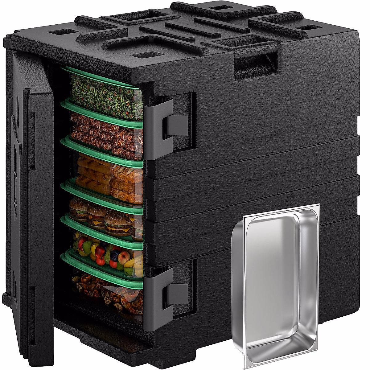 YITAHOME Insulated Food Pan Carrier, 82 Qt LLDPE Hot Box for Catering w/Stainless Steel Pan, Portable Food Warmer Box for 5 Full-Size Pans, Ideal for Restaurant Family Gathering