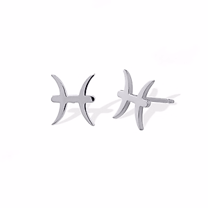 Boma Jewelry Sterling Silver Pisces Zodiac Sign Stud Earrings