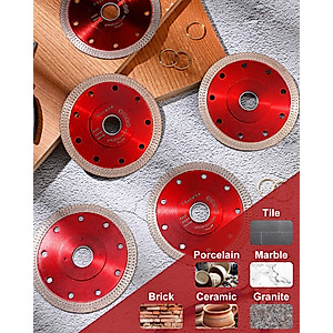 Therwen 20 Pcs Diamond Saw Blade 4.5 Inch Thin Tile Blade Bulk Tile Blade Diamond Cutting Wheel for Angle Grinder Cutting Porcelain Ceramic Tile Granite Marbles