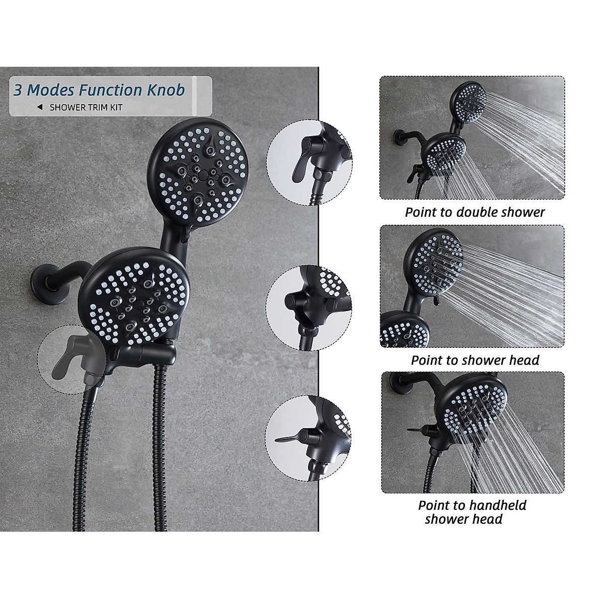 ELLO&ALLO Matte Black Shower Faucet Set with Tub Spout, Single Handle Tub and Shower Faucet Combo Set (Valve Included)