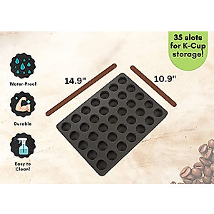 Polar Whale 2 Coffee Pod Storage Organizers Tray Drawer Insert for Kitchen Home Office Waterproof 10.9 x 14.9 Inches Holds 35 Compatible with Keurig K-Cup Durable Dark Gray Foam Made In The USA