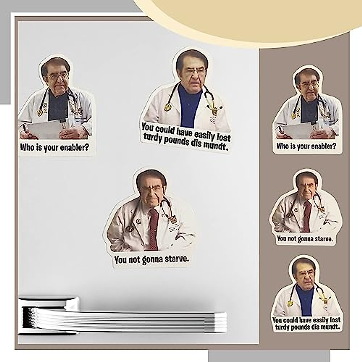3pcs Dr. Now Kitchen Refrigerator Magnets,Dr. Nowzaradan Funny Refrigerator Magnet Diet Aid - You Not Gonna Starve, Kitchen Accessories