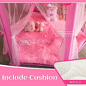 Senodeer Princess Tent for Girls Indoor: with Rug, Star Lights - Pink Play Tent for Kids, Girls Toys for Indoor and Outdoor Games, Princess Castle Playhouse