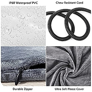 BiirBlue Pet Heating Pad, Temperature Adjustable Dog Cat Heating Pad with Overheat Protection, Indoor Heated Cat Bed for Puppy Kitten, Flame Retardant and Waterproof PVC Pet Heated Mat (Small)