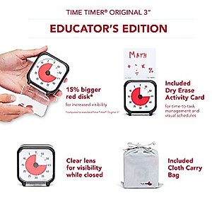 Time Timer 3 inch Visual Timer — 60 Minute Kids Desk Countdown Clock with Dry Erase Activity Card and Desktop App Access — for Kids Classroom, Homeschool Study Tool, Task Reminder, Home and Kitchen