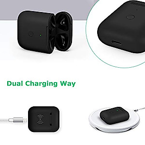 Wireless Charging Case Compatible with AirPods 1 2，Air pods Charger Case Replacement with Bluetooth Pairing Sync Button，no Aipods