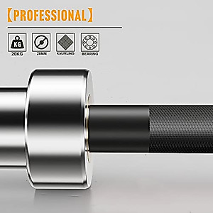 Olympic Barbell Bar 7ft-44LB 1000LB/1500LB/700LB Capacity Olympic Bearing Barbell (700LB-Black)