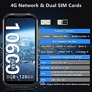 Rugged Smartphone Unlocked Cell Phone 10600mAh Battery 128GB+8GB Android 11 6.39'' Screen 20MP Night Vision Camera Dual SIM Phones IP68 Waterproof Mobile OTG NFC OUKITEL WP16, Orange