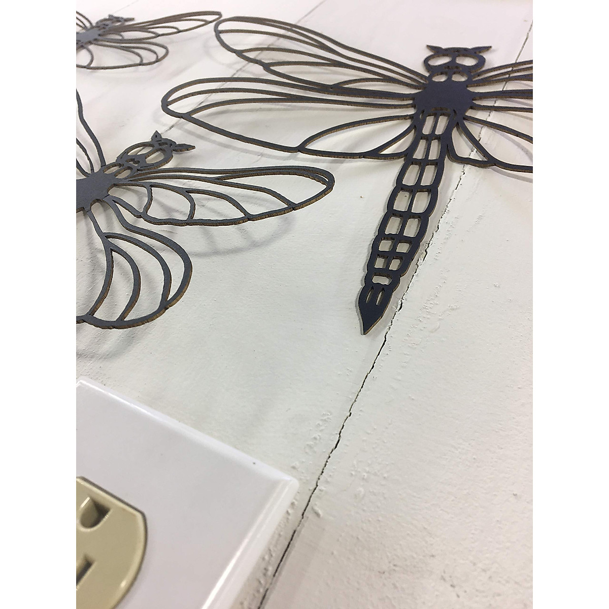 3 Equal Dragonflies - is Not Vinyl Decal or Peel n Stick - Approx 10 x 8 inches Each - 5 Minute Install, 1/16 inch Thick matboard - Easily Tak-it-Up with Plasti-Tak provided Removable Paintable