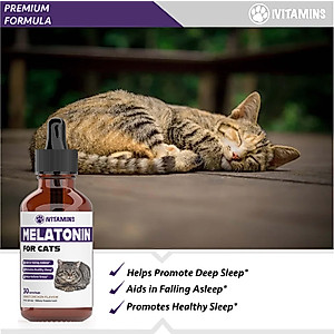 Melatonin for Cats | Supports Healthy, Restful Sleep for Your Cat | Cat Stress Relief | Cat Calming | Cat Anxiety Relief | Cat Melatonin | Anxiety Relief for Cats | Cat Sleep Aid | 1 fl oz