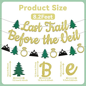 Last Trail Before The Veil Banner - Camping Bachelorette Party Decorations,Wild in The Woods， Camp Bachelorette Party Bridal Shower Party Decorations Gold Glitter