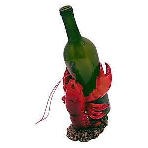 Lobster Wine Bottle Holder, Nautical Décor, Freestanding Tabletop Decoration, 7.5 Inches