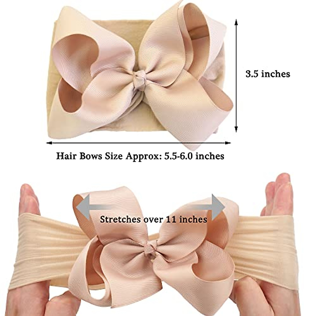 DED 20 Pieces Soft Elastic Nylon Headbands Hair Bows Headbands Hairbands for Baby Girl Toddlers Infants Newborns