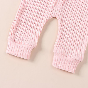 Cevoerf Infant Baby Girl Boy Fall Clothes Knit Long Sleeve Onesie Ribbed Romper Jumpsuit Sweater Winter Coming Home Outfits (Light Pink Knitted, 3-6 Months)