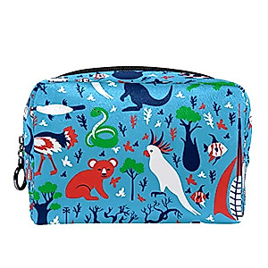TBOUOBT Cosmetic Travel Bags, Makeup Case, Makeup Bag for Toiletries, Cartoon Animal Octopus Parrot Snake