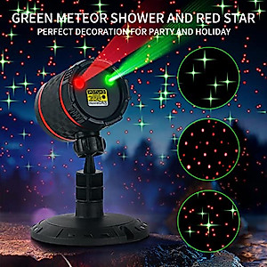 Xings Light Christmas Laser Projector - Red and Green Starry Outdoor Garden Light with Remote Control for Xmas Holiday Decoration New Year Party Show (Twinkling Star-Red+Green)