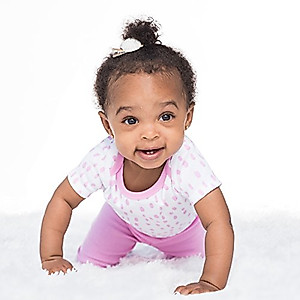 Lamaze Organic Baby Baby Girls Pull On 4 Pack Leggings, Pink Solid/Striped, Newborn