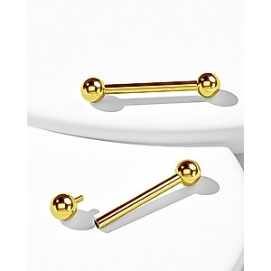 OUFER Nipple Piercing Jewelry, Titanium Nipple Rings, Internally Threaded 14G Straight Nipple Barbells Piercing Jewelry, Gold Nipple Jewelry for Women Men