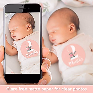 Baby Monthly Stickers | Floral Baby Milestone Stickers | Newborn Girl Stickers | Month Stickers for Baby Girl | Baby Girl Stickers | Newborn Monthly Milestone Stickers (Set of 24)