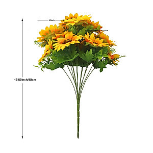Decpro Artificial Sunflowers Bouquet, 18.9 Inches Realistic Silk Sunflowers for Home Hotel Office Wedding Party Garden Decoration, Floral Arrangement, Centerpieces