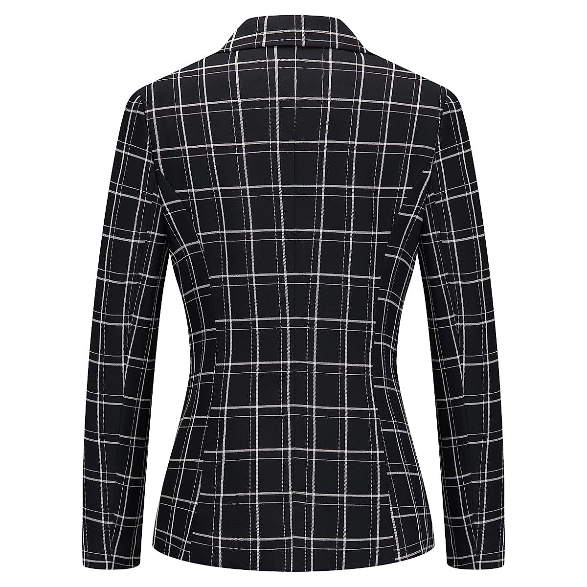 Womens 2 Piece Plaid Suits Casual Slim Fit Two Button Blazer and Pants Suit Set for Work Business Office(Black,Medium)