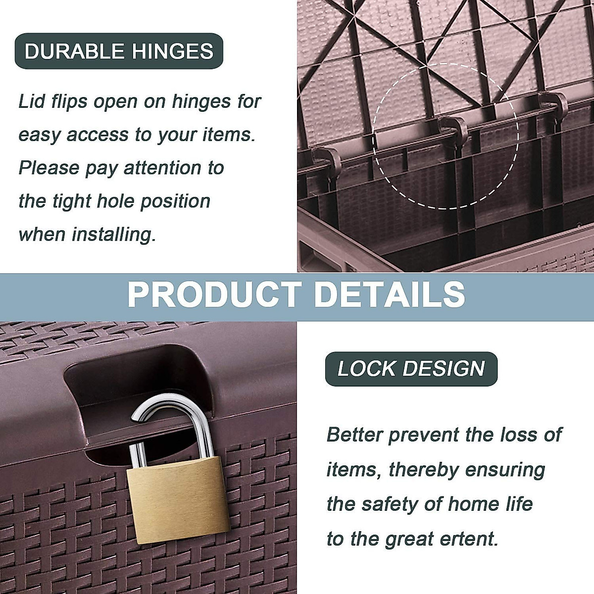 YIGUO Deck Box Outdoor Resin Patio Storage Container 120 Gallon,Easy Placement Large Storage Box Garden Backyard Patio Furniture,Brown