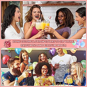 VMINI 12Pcs Straw Cover Cap for Stanley Cup Accessories, 10mm Silicone Straw Topper for Stanley 30&40 Oz Tumbler with Handle, Dust-Proof Straw Covers for Reusable Straws, Soft Cap for Reusable Straws