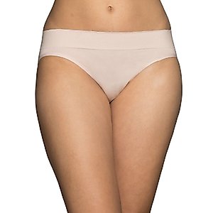Vanity Fair Women's No Pinch No Show Seamless Bikini Panty 18217, Midnight Black, 7