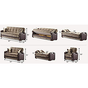 BEYAN Rochester Collection Convertible Folding Sofa Sleeper Bed with Storage Space, Includes 2 Pillows, Brown