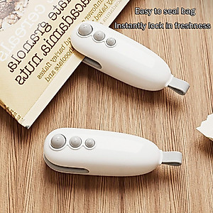 HOVGN Mini Bag Sealer, Upgrade 2 in 1 USB Rechargeable Chip Bag Sealer with Cutter, Bag Sealer Heat Seal Tool, Portable Bag Resealer for Plastic Bags Snack Bags (White)