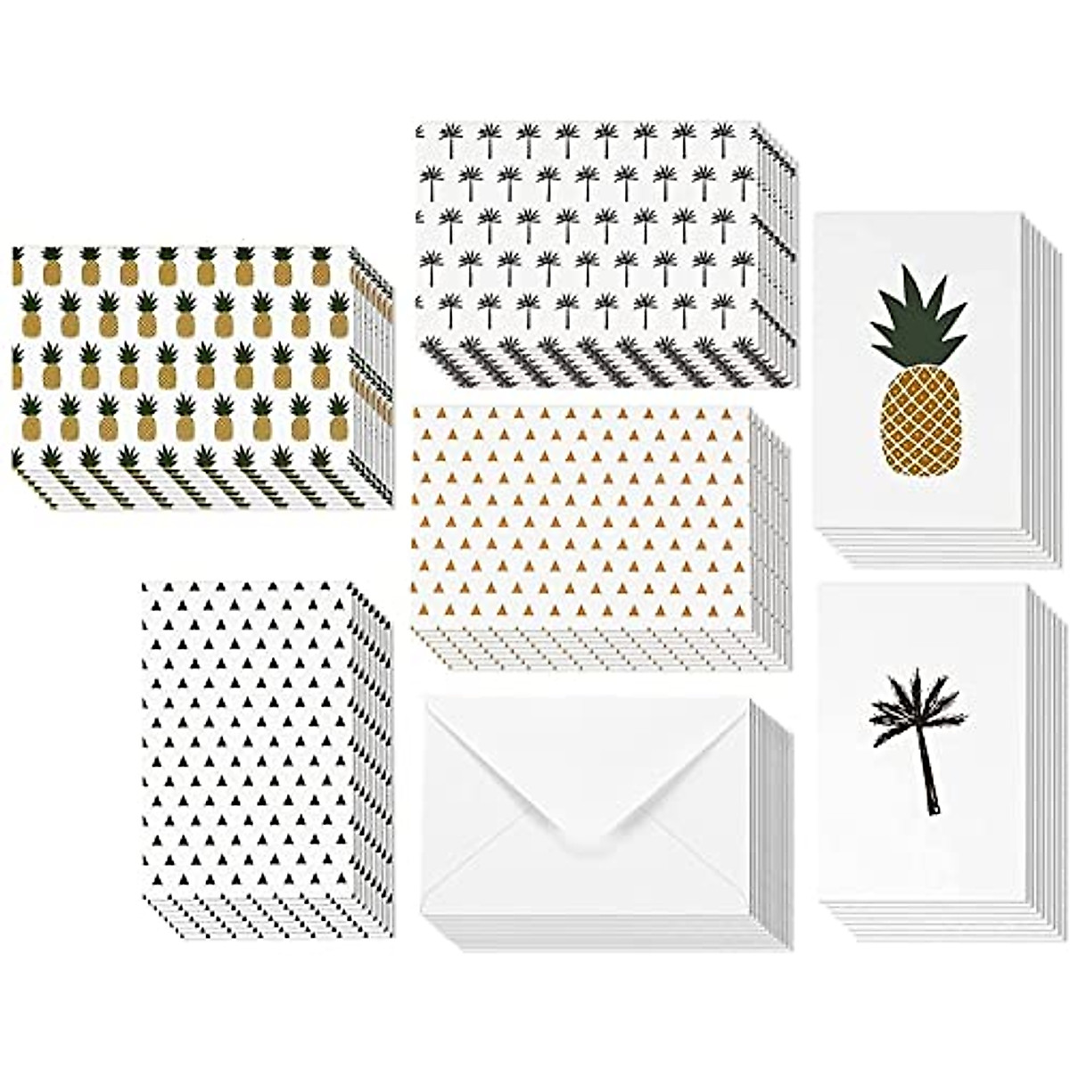 All Occasions Greeting Cards, 48-Pack of Cards in 6 Tropical Designs with Envelopes Included, Modern Geometric Design, 10 x 15 cm