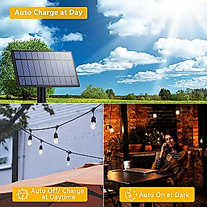 Flacchi Solar Bistro Lights Waterproof Shatterproof S14 Edison Lights Outdoor for Patio Garden Backyard Porch Bistro Cafe Wedding Warm White