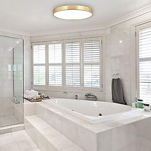 SOTTAE 12 Inch Brushed Gold Metal Flush Mount LED Ceiling Light,3000-5000K 20W Thin Round Ceiling Lamp,Modern Low Profile Ceiling Light Fixtures for Bedroom Living Room Kitchen Entryway Bathroom