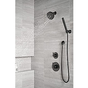 Delta Faucet Trinsic 3-Setting Matte Black Shower System Including Black Shower Head, Handheld Shower, Shower Handle, Shower Diverter and Shower Valve Kit, Delta Shower Trim Kit, Matte Black