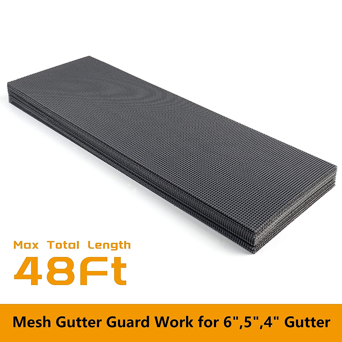 Powrocket Universal Sizes Stainless Steel Micro Mesh Gutter Guard Leaf Protection,Work for 6'',5'',4'' Gutter,Prevents Roof Clogged Downspouts,Easy to Work with and DIY,Total Covers 48Ft,Dark Grey