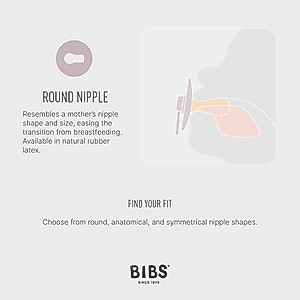 BIBS Pacifiers Colour Collection | Natural Rubber Baby Pacifier | Set of 2 BPA-Free Soothers | Made in Denmark | 18+ Months (Pack of 2) | Woodchuck/Blush