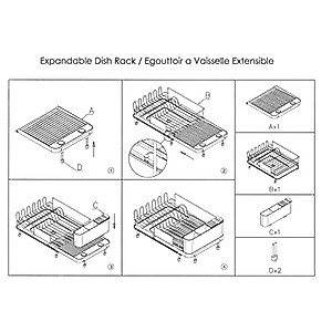 i-Home Drying Rack with Swivel Spout for Kitchen Counter or Sink, Expandable Dish Drainer Rack with Utensil Holder and Cup Holder (WK810439)