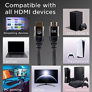 UltraPro 8K HDMI 2.1 Cable, 6ft. High Speed 48Gbps, 8K @ 60Hz, 4K 1440p 1080p @ 120Hz, HDR VRR eARC QMS, Compatible with PS5 Xbox Series X Roku TV, Streaming, TV, Monitor, All HDMI Devices, 57347