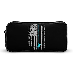 Fishing American Flag Teen Adult Pencil Case Large Capacity Pen Pencil Bag Durable Storage Pouch