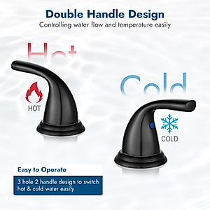 Cinwiny 3 Hole Bathroom Faucet 8 inch Vanity Widespread Sink Faucet 2 Handles Deck Mounted Basin Mixer Tap with Pop up Drain,Oil Rubbed Bronze