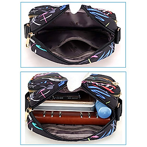 Collsants Small Nylon Purse Mini Crossbody Bag Travel Shoulder Bag Multi Zipper Pockets (flower-HCT)