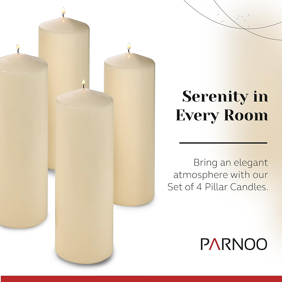 Unscented Pillar Candles - Set of 4 White Pillar Candles Made from Wax & Cotton Wick - 3x9” Slow Burning Candles for Emergency, Weddings, & Table Centerpieces - Tall Pillar Candles, PARNO